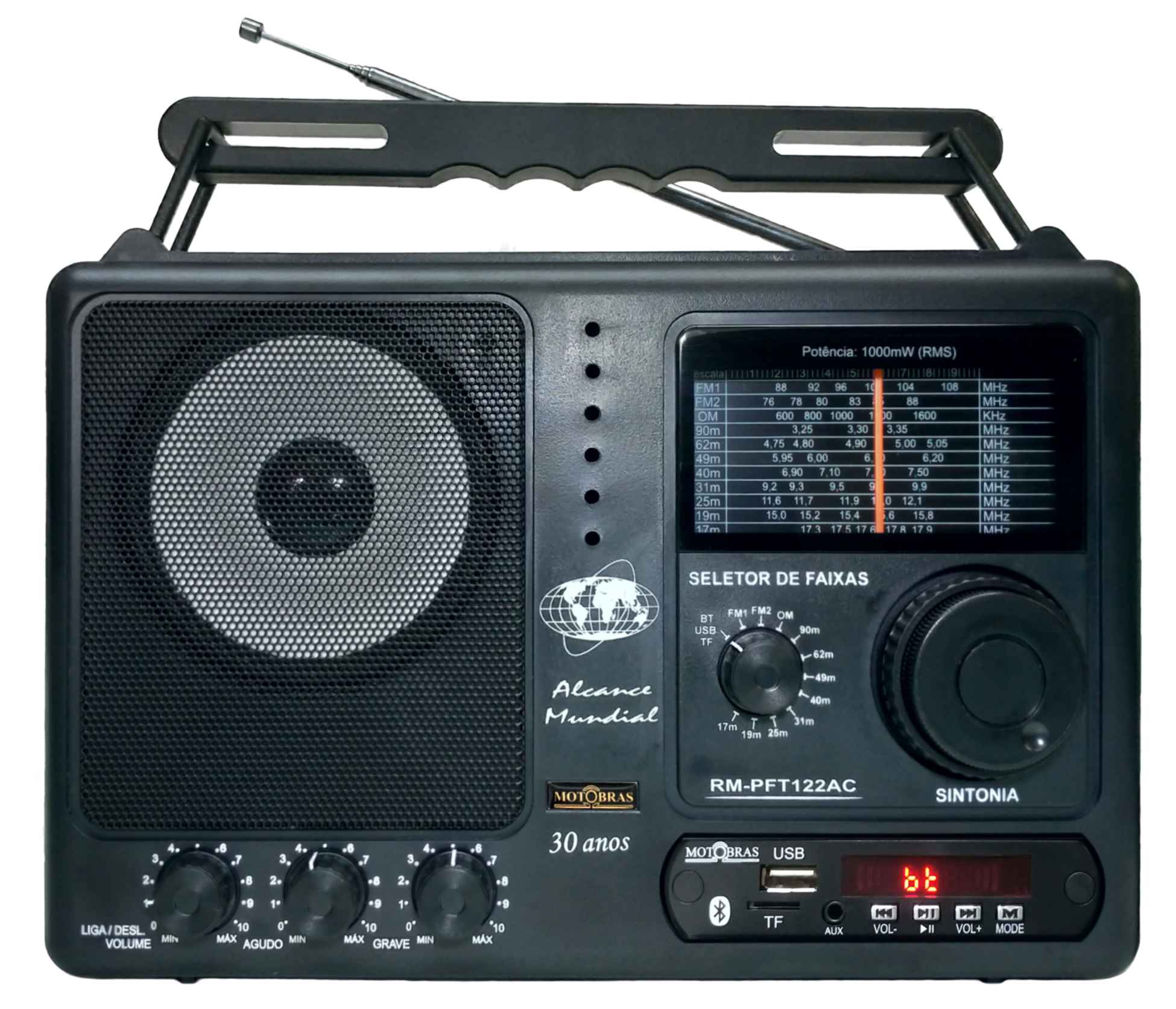RM-PFT122AC- Rádio 12 Faixas, Bluetooth – Motobras